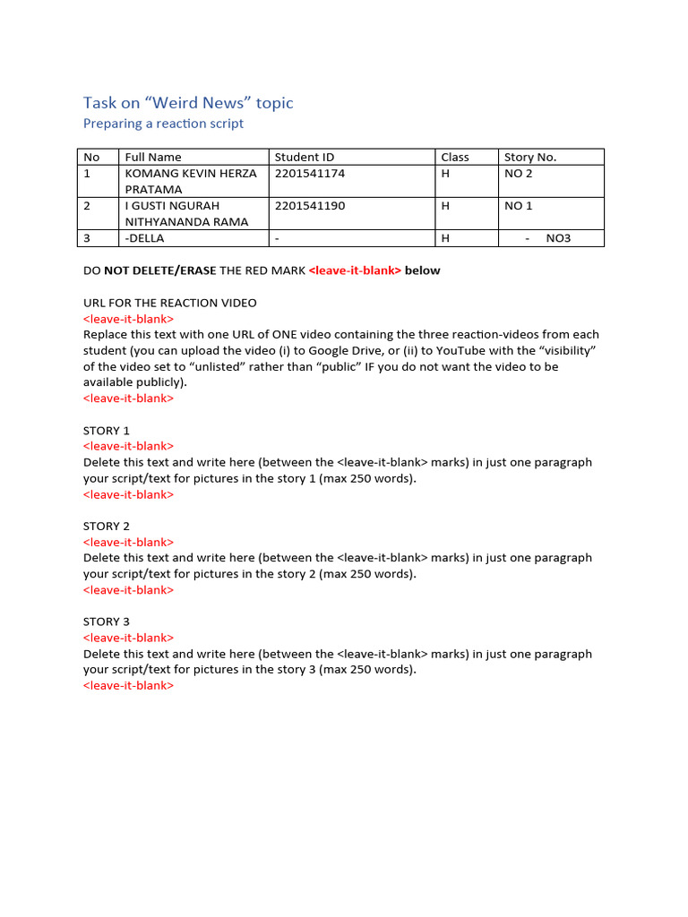 Week 11 Task Weird Stories | PDF