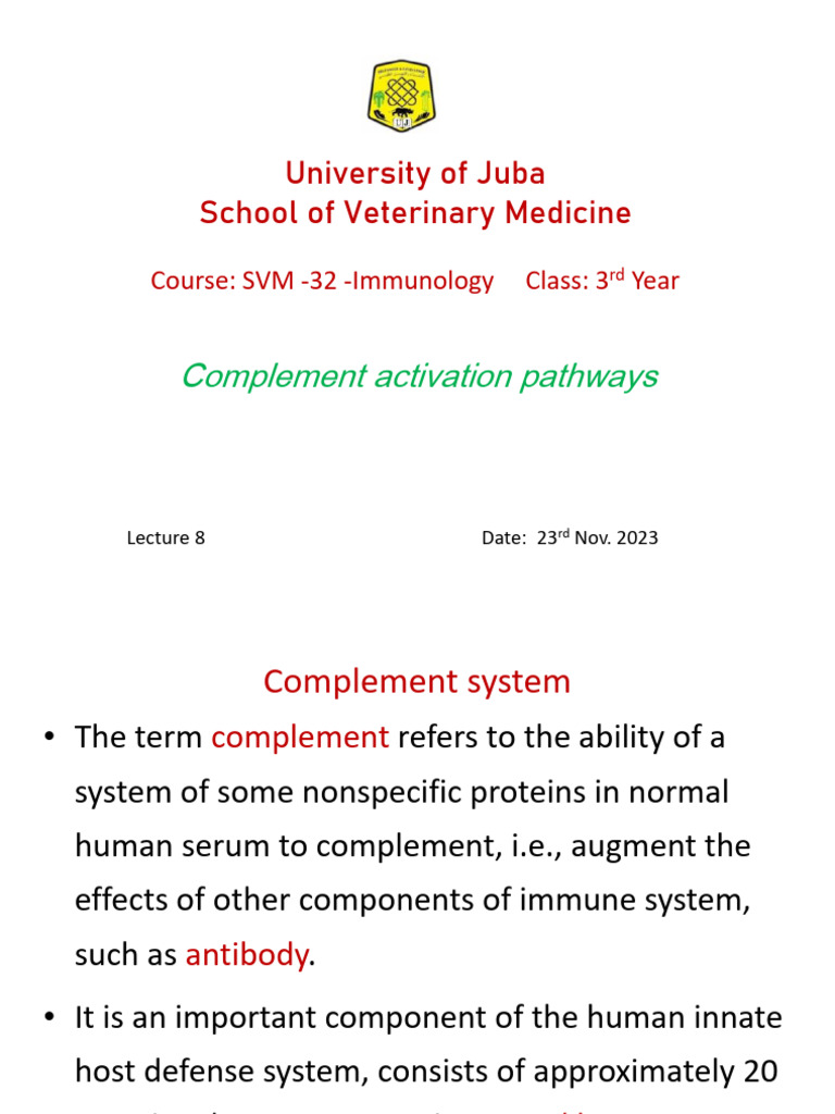 Lecture 8-2 | PDF | Complement System | Immune System