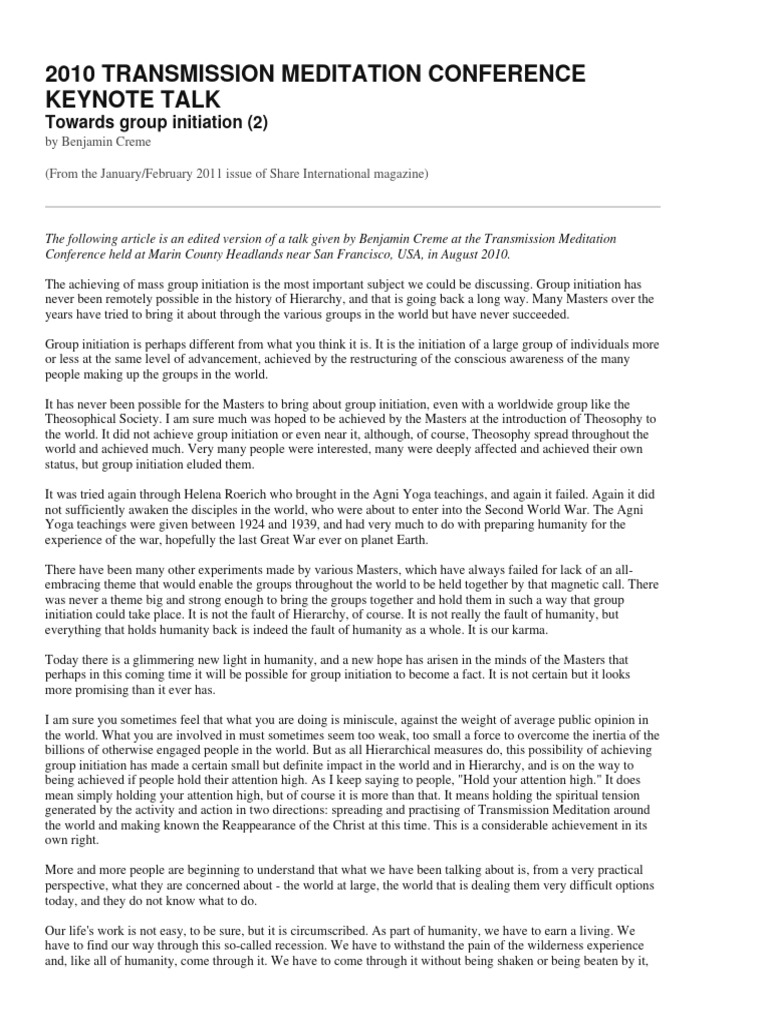 2010 Keynote Talk Group Initiation | PDF