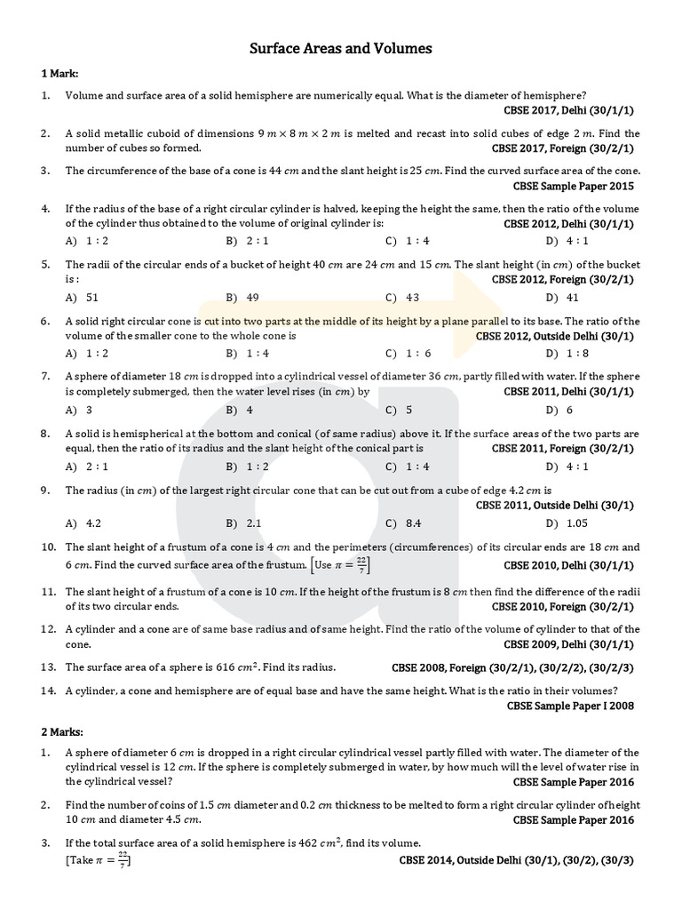 SA Vol Previous Year Questions | PDF