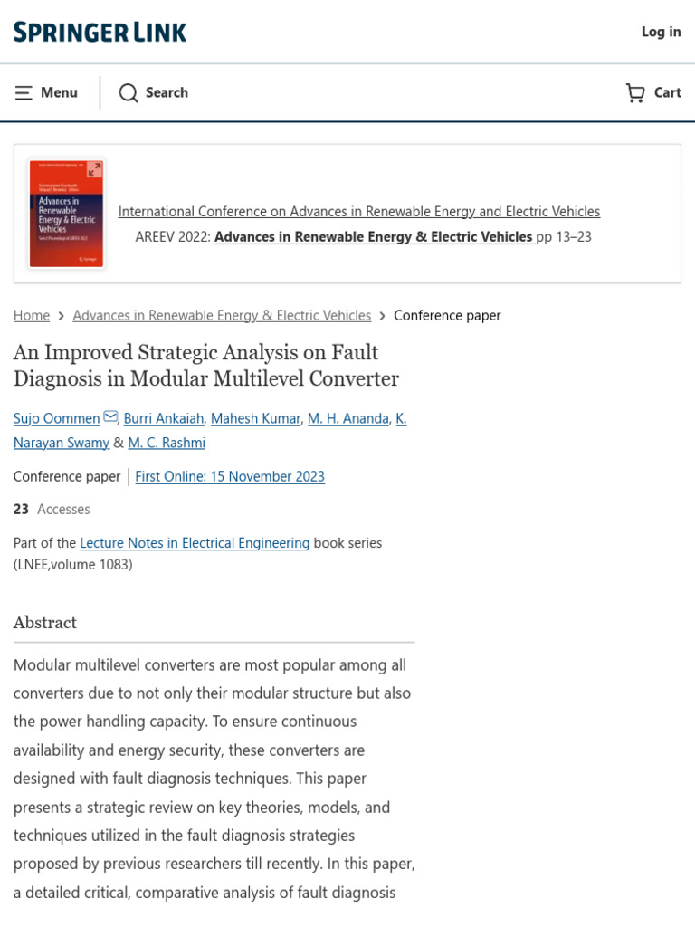 An Improved Strategic Analysis On Fault Diagnosis In Modular Multilevel Converter Pdf