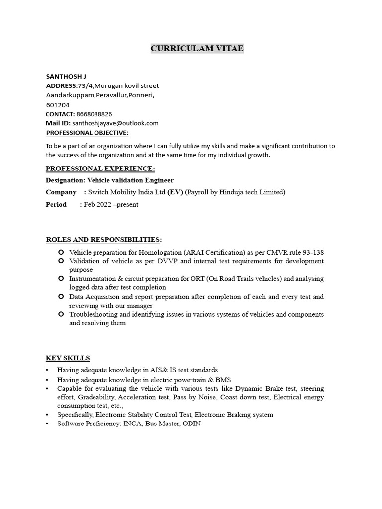 Santhosh Resume | PDF