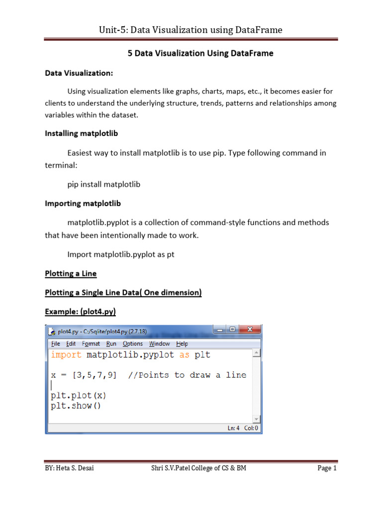 UNIT-5 Data Visualization Using Dataframe | PDF