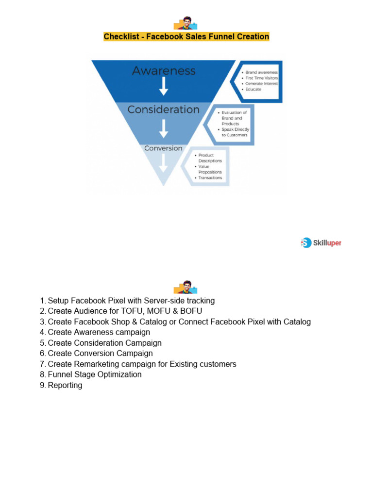 Checklist - Facebook Sales Funnel Creation | PDF | Computing | Marketing
