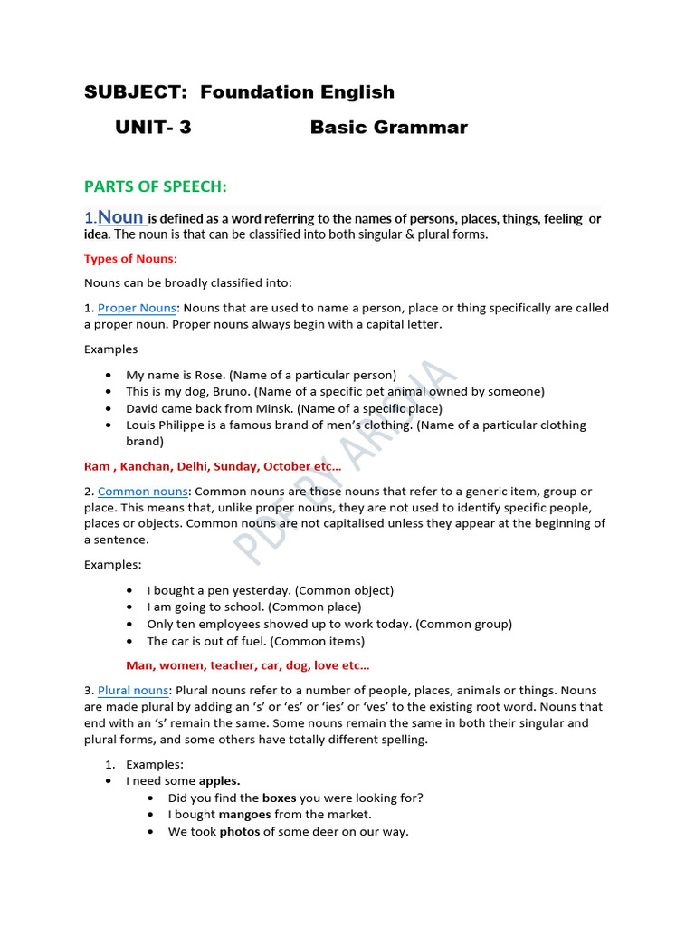 Foundation English PDF 3&4 Unit (Topics) | PDF | Pronoun | Verb