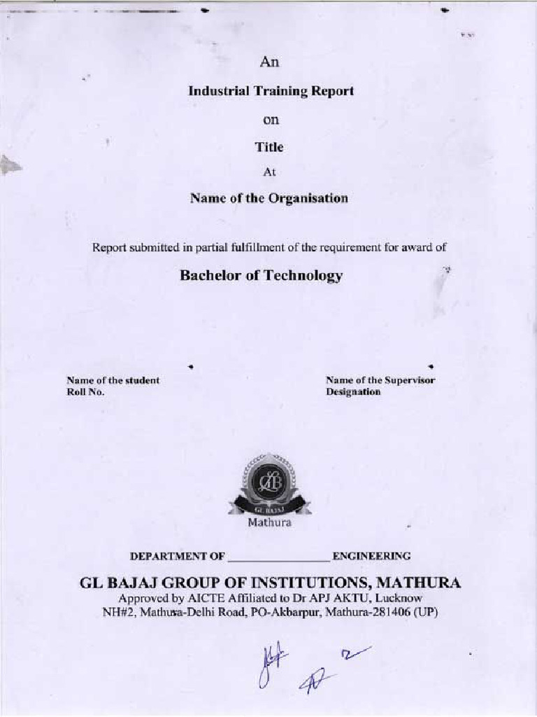 Summer Training Report Format | PDF