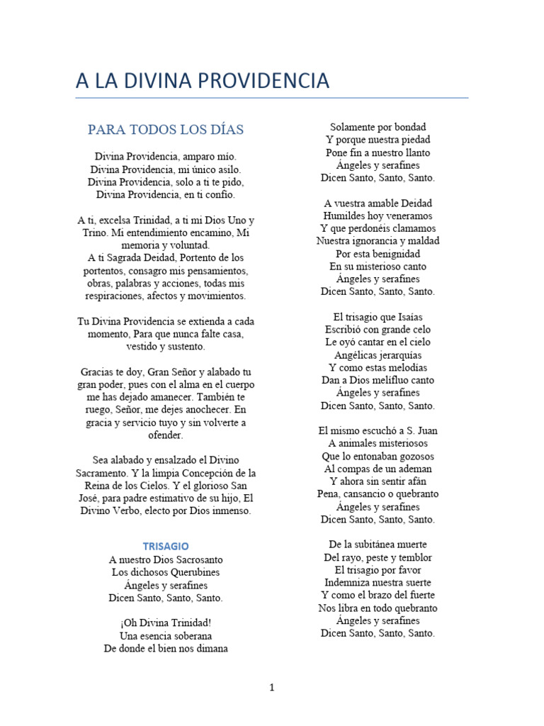 A La Divina Providencia | PDF