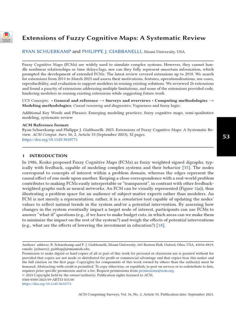 Extensions of Fuzzy Cognitive Maps - A Systematic Review | PDF | Fuzzy Logic | Simulation