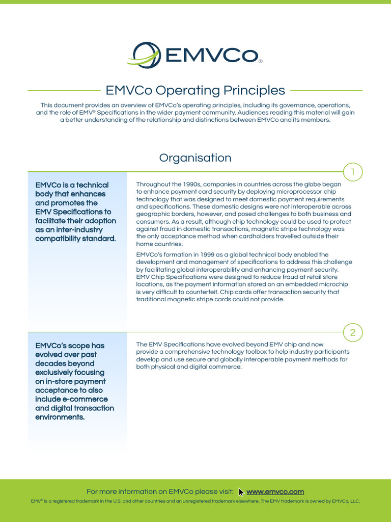 EMVCo OPERATING PRINCIPLES FINAL APR23 | PDF | Emv | Smart Card