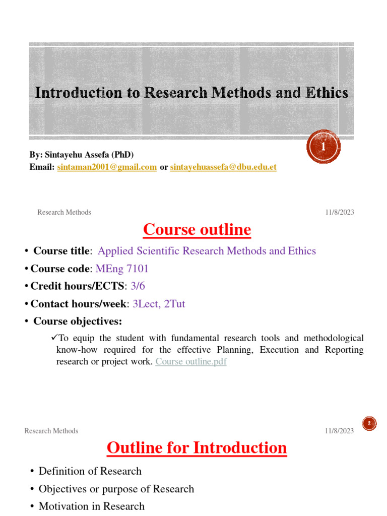 Lecture 1 On Research Methods | PDF