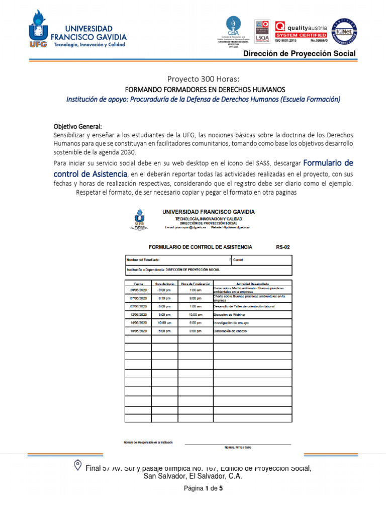 Proyecto 300 Horas DDHH | PDF