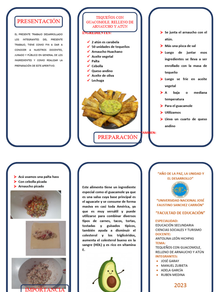 Triptico Preparacion Comida Uni | PDF | Alimentos | Nutrición