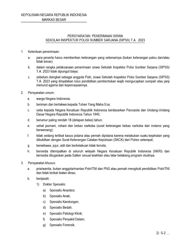 Persyaratan Sipss 2023 | PDF | Ilmu Sosial