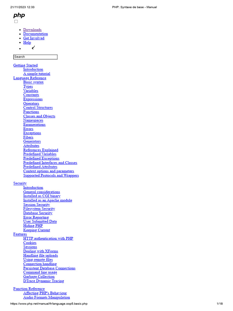 PHP - Syntaxe de Base - Manual | PDF | Class (Computer Programming) | Variable (Computer Science)