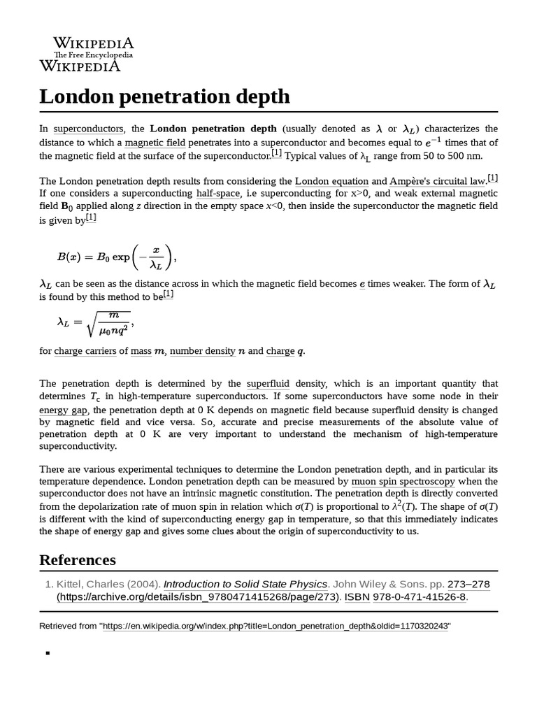 London Penetration Depth | PDF