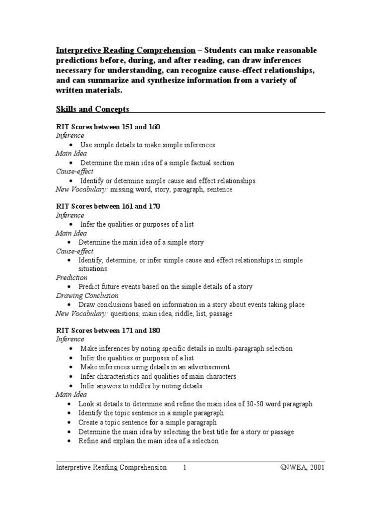 14 Goal 3 Reading Interpretive Reading Comp | PDF | Reading ...