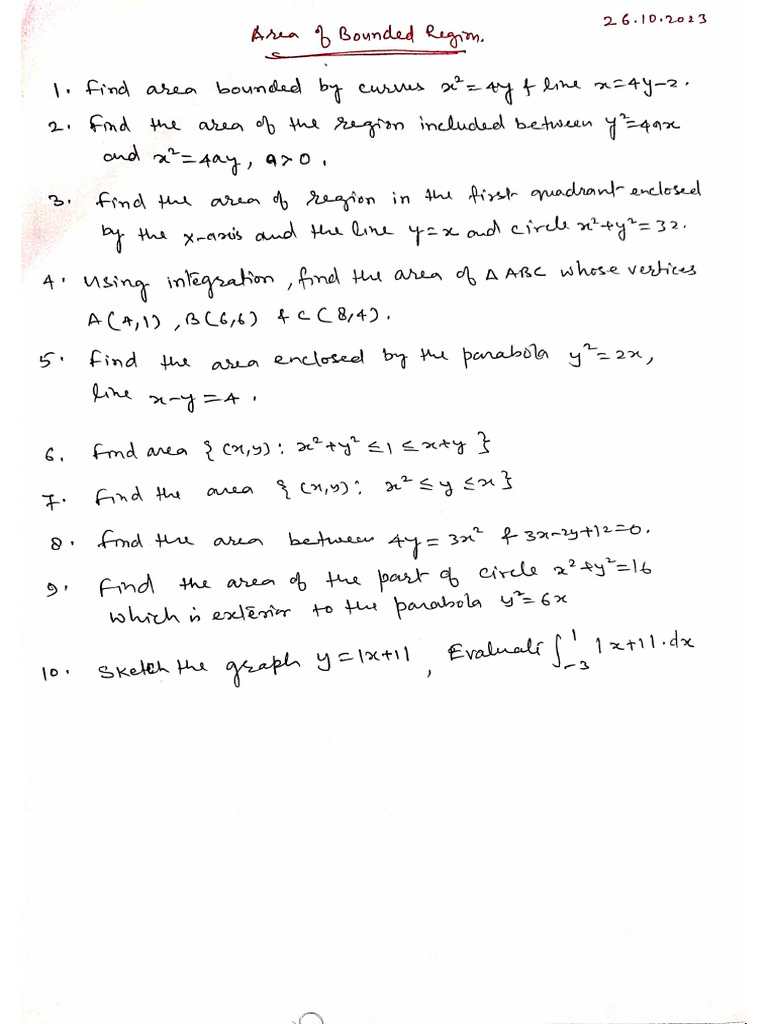 Area of Bounded Region 26 Oct 2023 2 | PDF