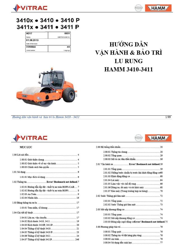 Sổ Tay Vận Hành Và Bảo Dưỡng Lu HAMM 3410- 3411 | PDF