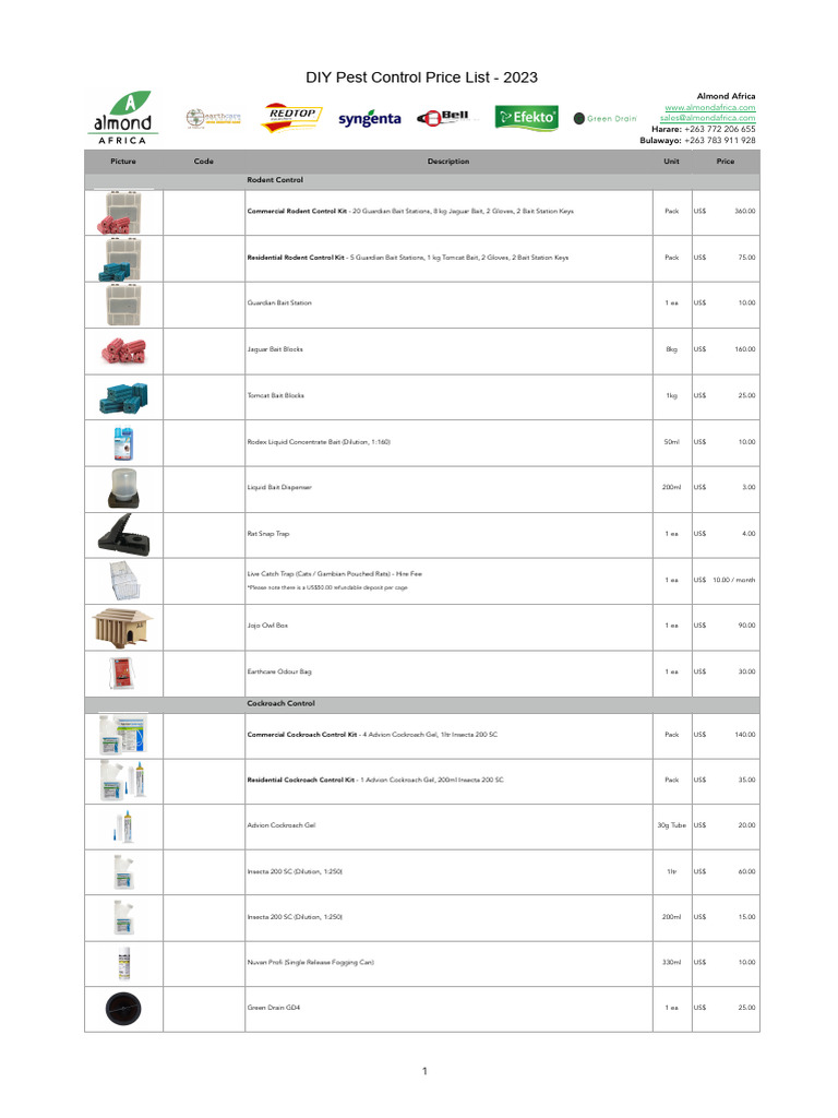 DIY Price List - 2023 (Edit) | Download Free PDF | Pest Control | Fly