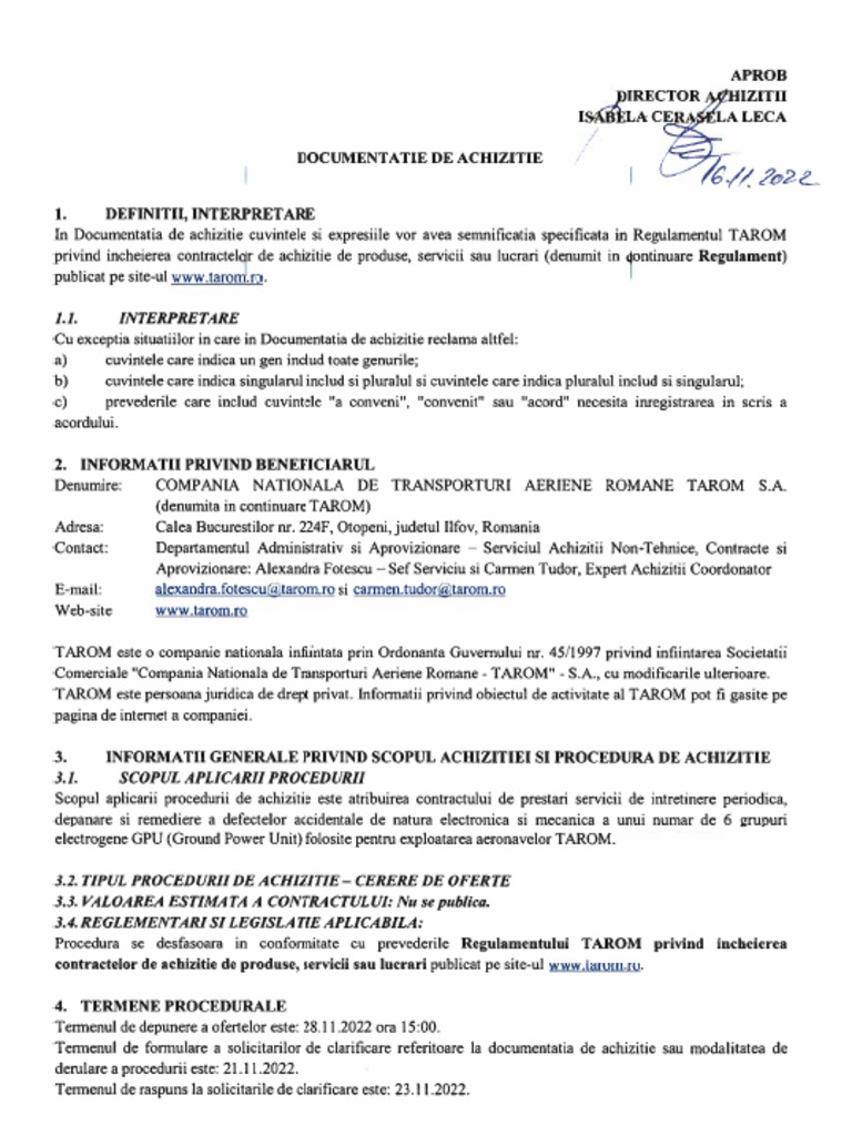 Documentatie de Achizitie | PDF