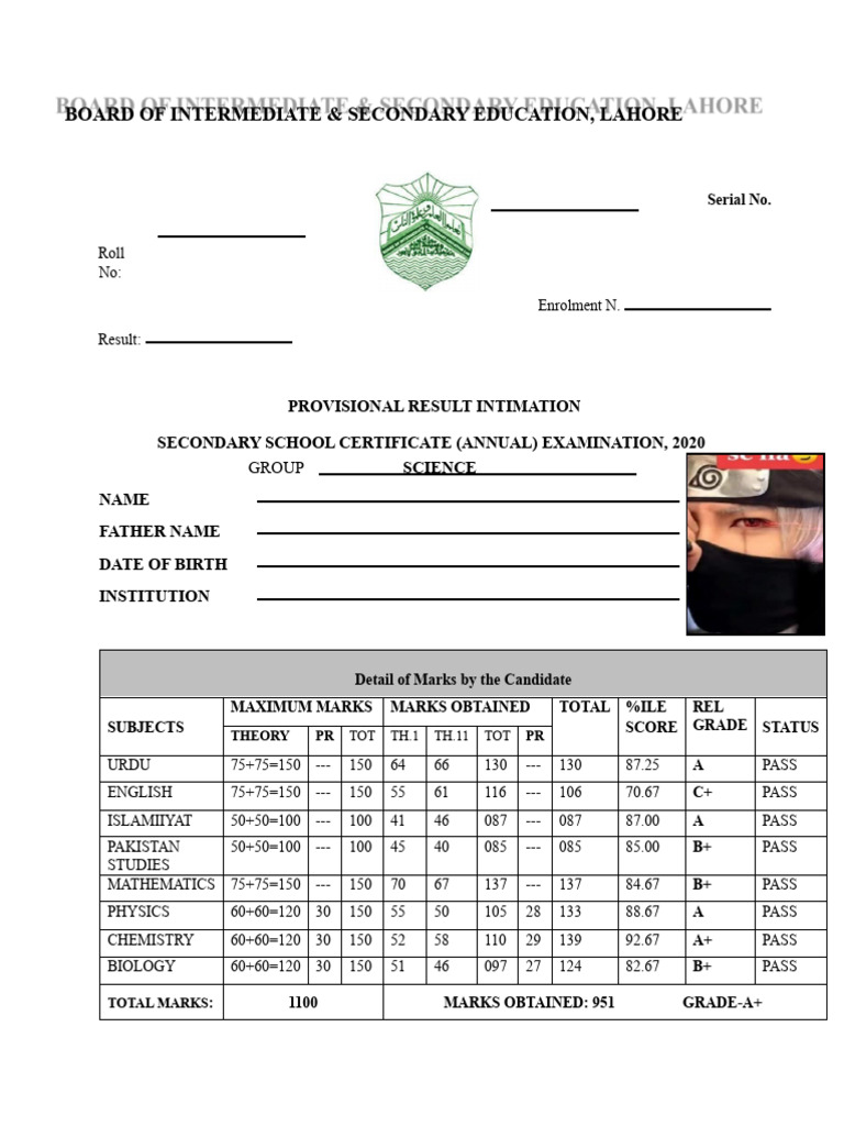 Result Card 10 | PDF