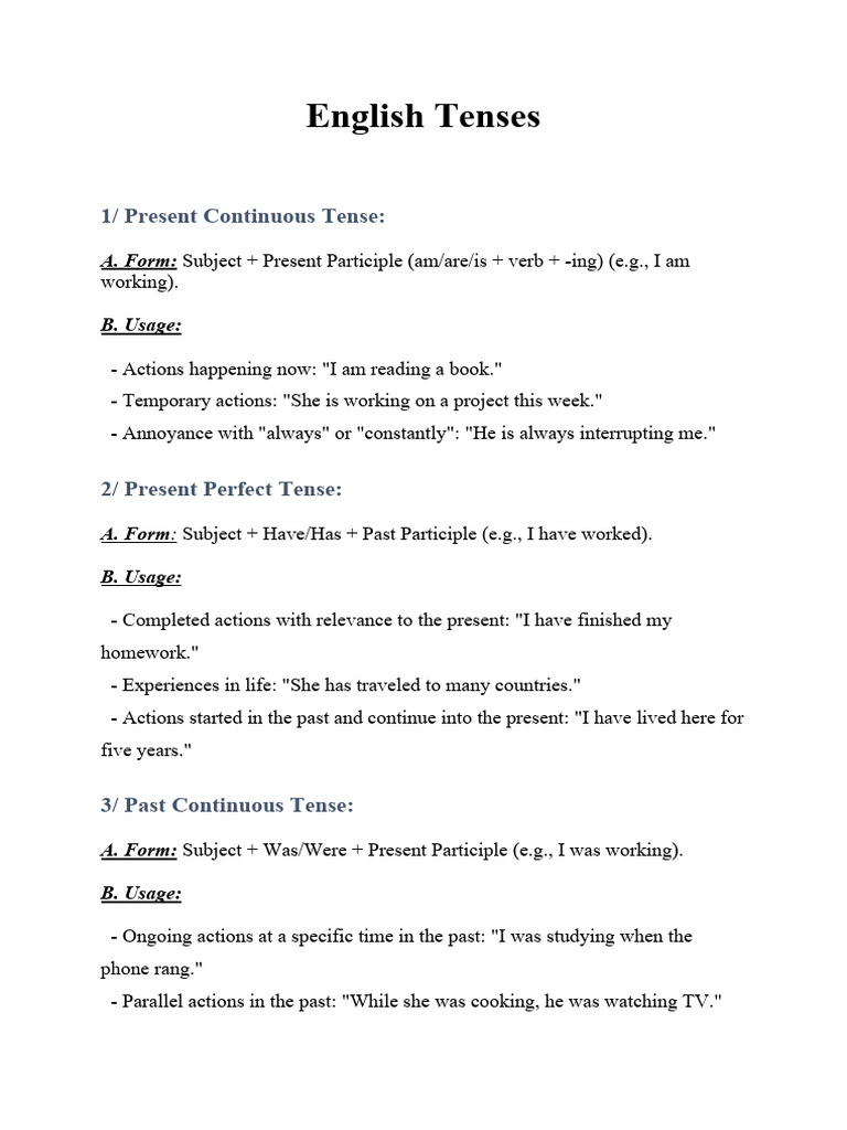English Tenses | PDF | Perfect (Grammar) | Grammatical Tense