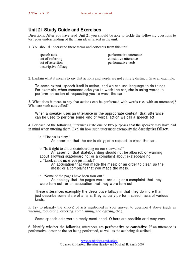 Unit 21 Study Guide and Exercises | PDF | Syntax | Language Mechanics