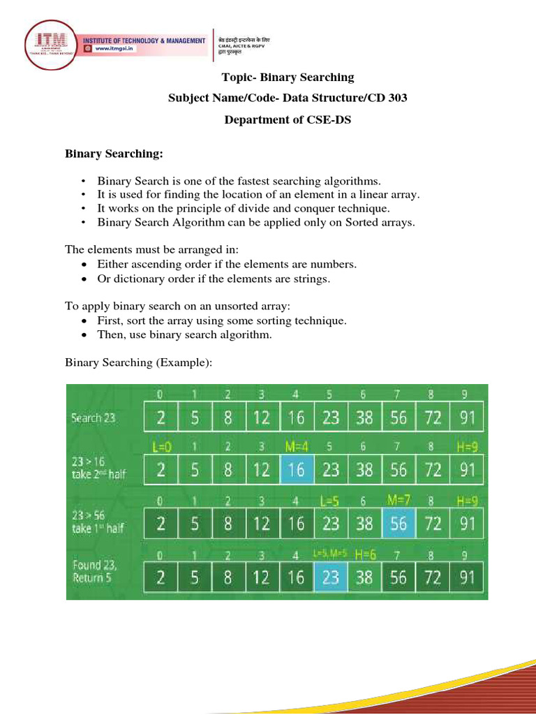 L8 - CD 303 Linear Array - Binary Search | PDF | Computer Data | Software Engineering
