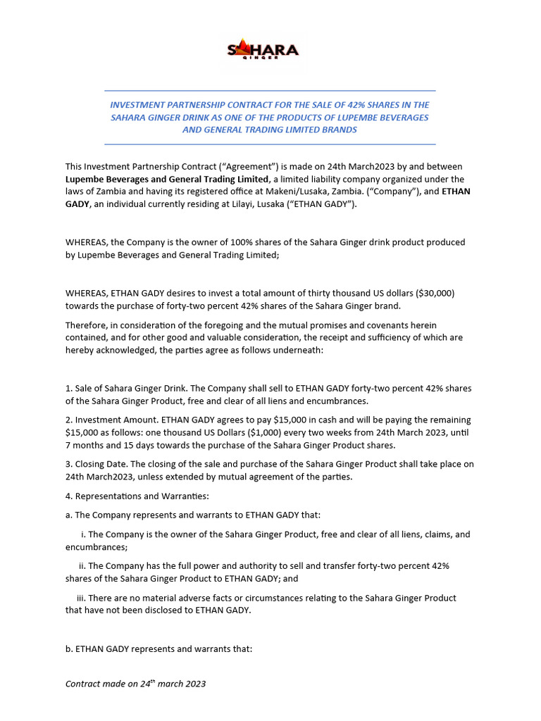 Final Contract Lupempe | PDF | Due Diligence | Legal Concepts