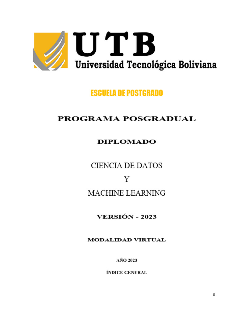 Diplomado en Ciencia de Datos UTB 2023 | PDF | Aprendizaje automático ...
