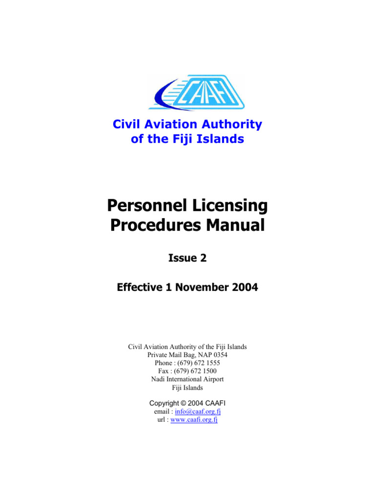 Personnel Licensing Procedures - Fiji | PDF | Air Traffic Control | License
