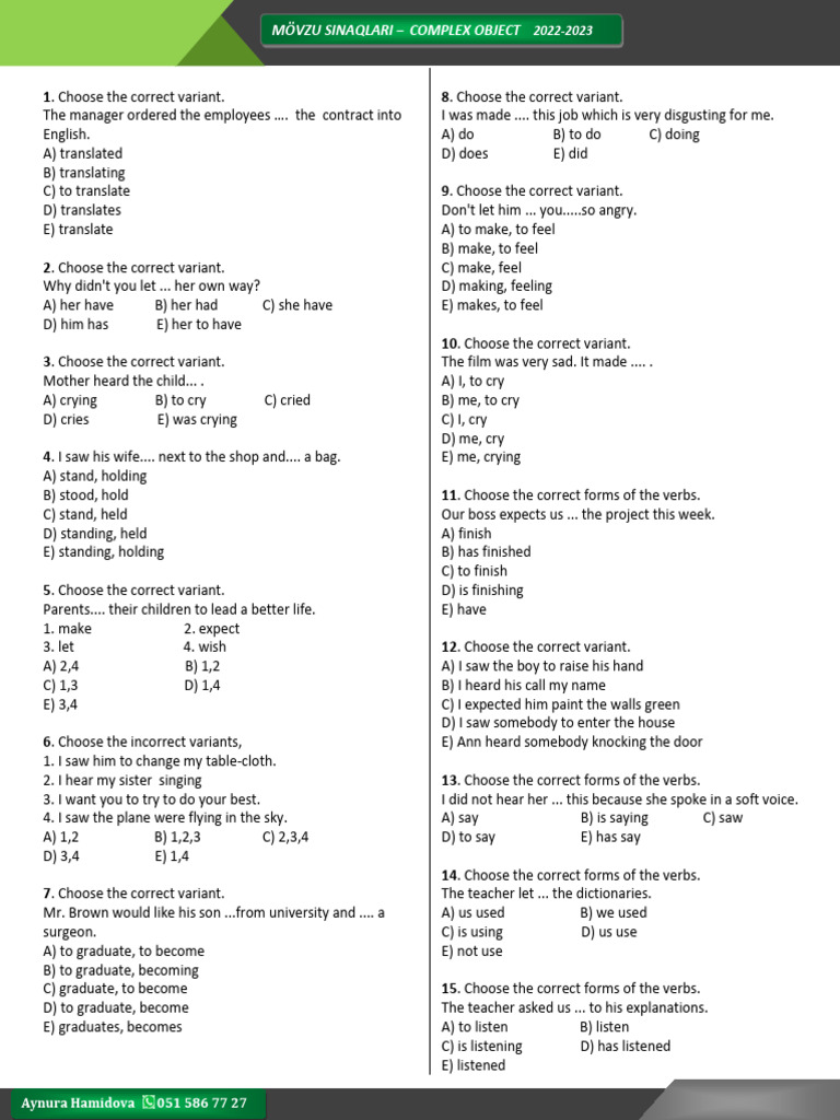 Movzu Sinaqlari Complex Object | PDF