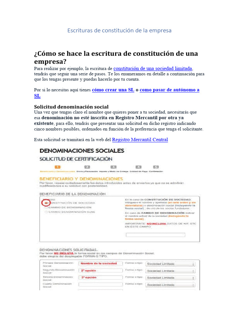Escrituras de Constitución de La Empresa | PDF | Economias | Business
