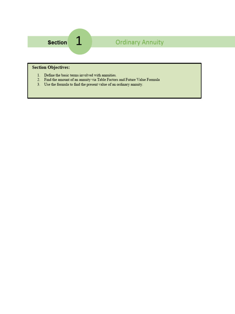 Ordinary Annuity Module | PDF | Present Value | Interest