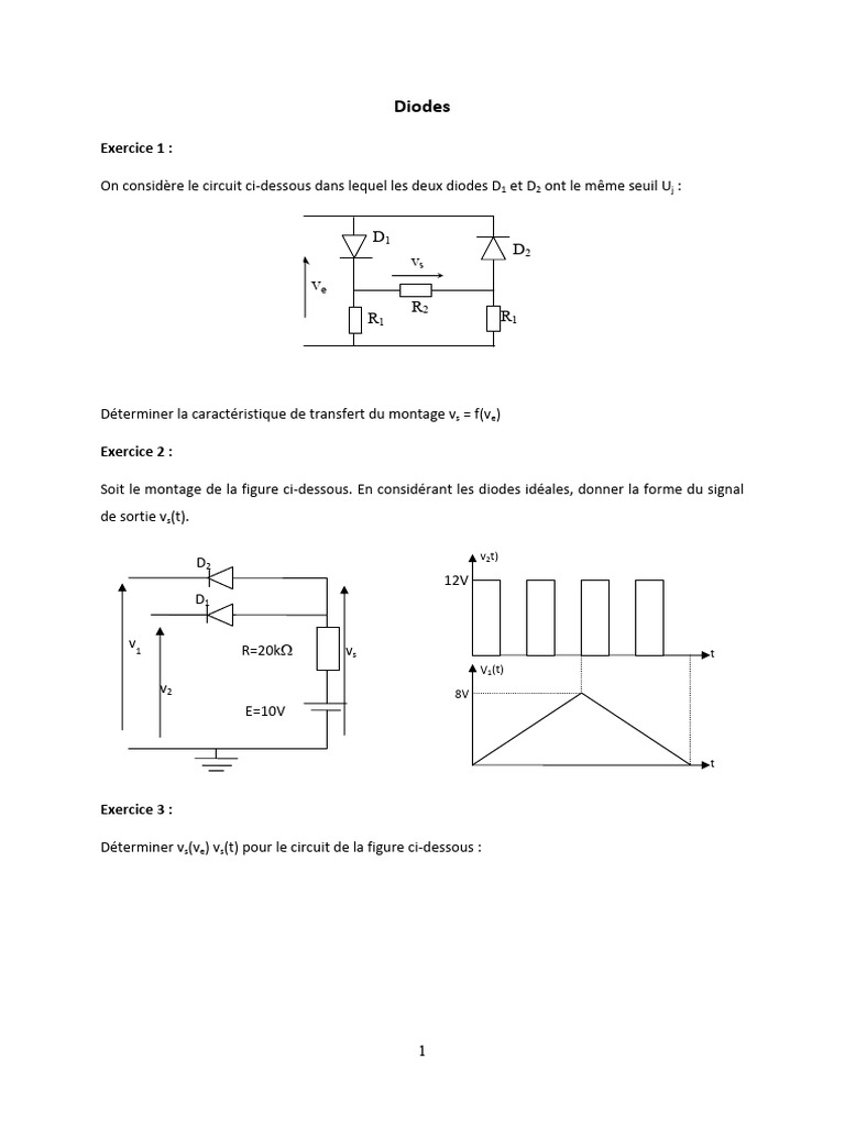 Corrigé Exercices sur Diodes | PDF | Transistor bipolaire ...