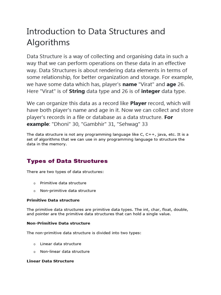 Intro To Data Structures And Algorithms Pdf Teaching Methods And Materials Technology