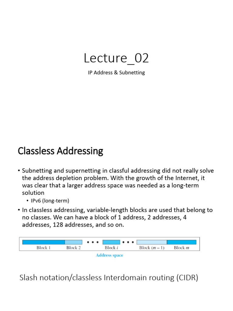 Lecture 02 Part 02 Ip Address Subnetting Pdf