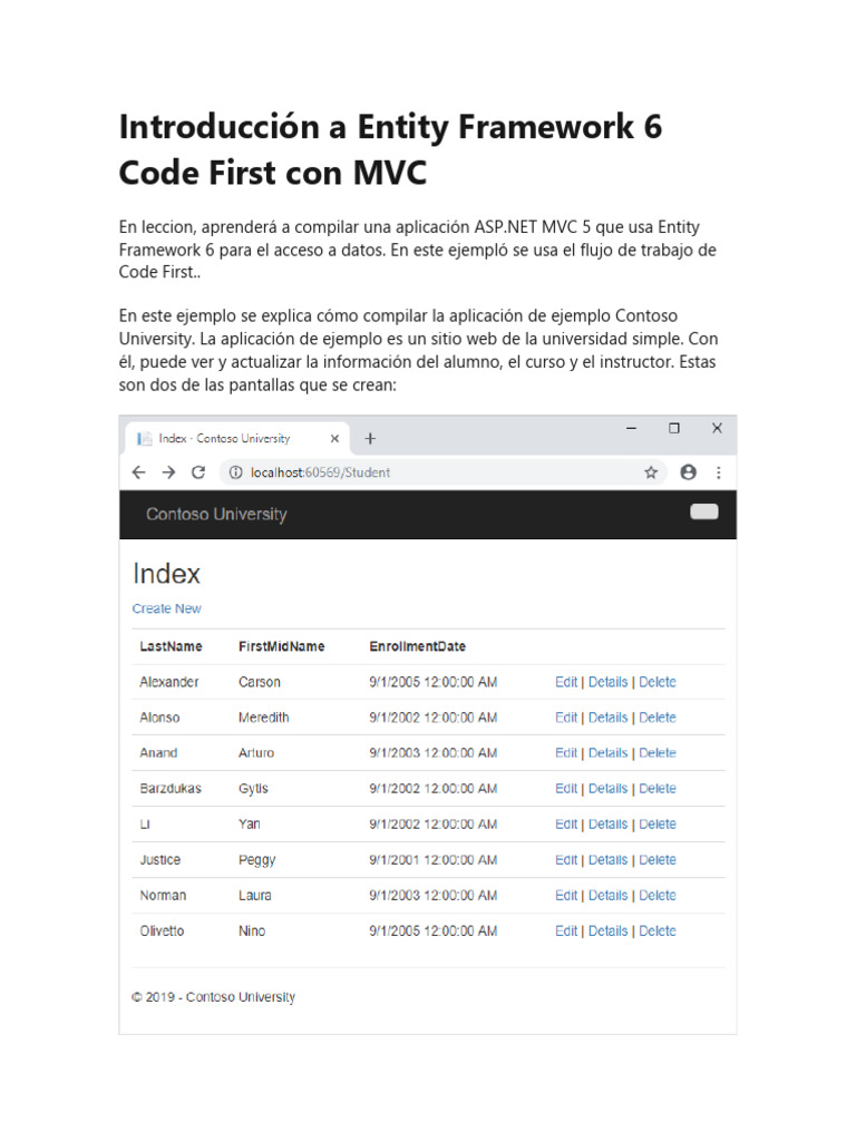 Introducción A Entity Framework 6 Code First Con MVC | PDF