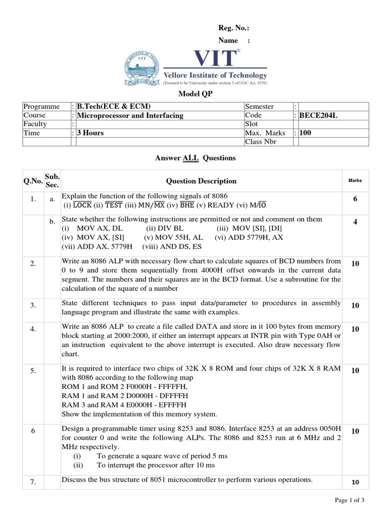 Sample Question Paper | PDF | Computer Architecture | Computer Engineering