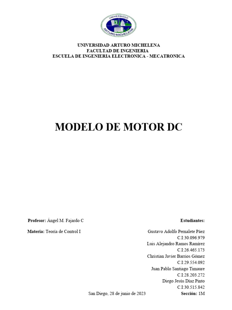 Modelo de Motores en DC | PDF | Motor eléctrico | Inductor