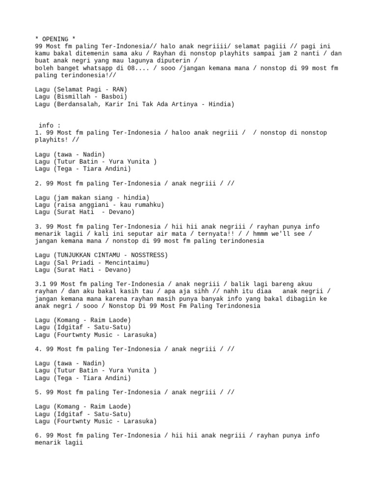 Mentahan Script Siaran | PDF | Seni