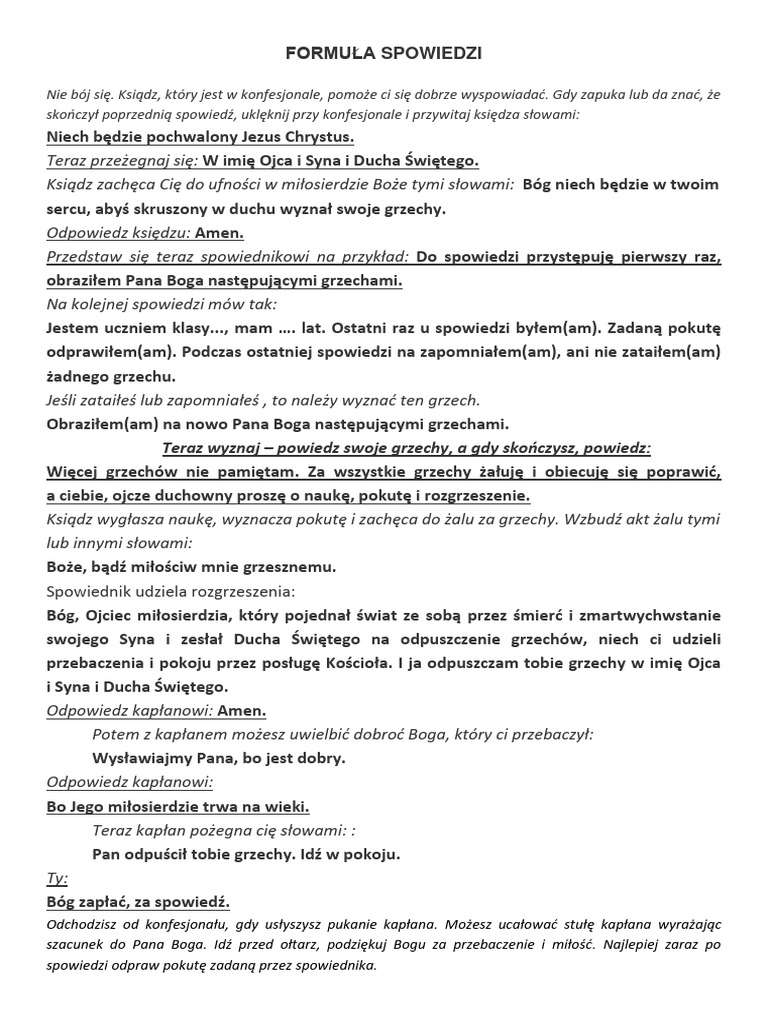 Formula Spowiedzi | PDF