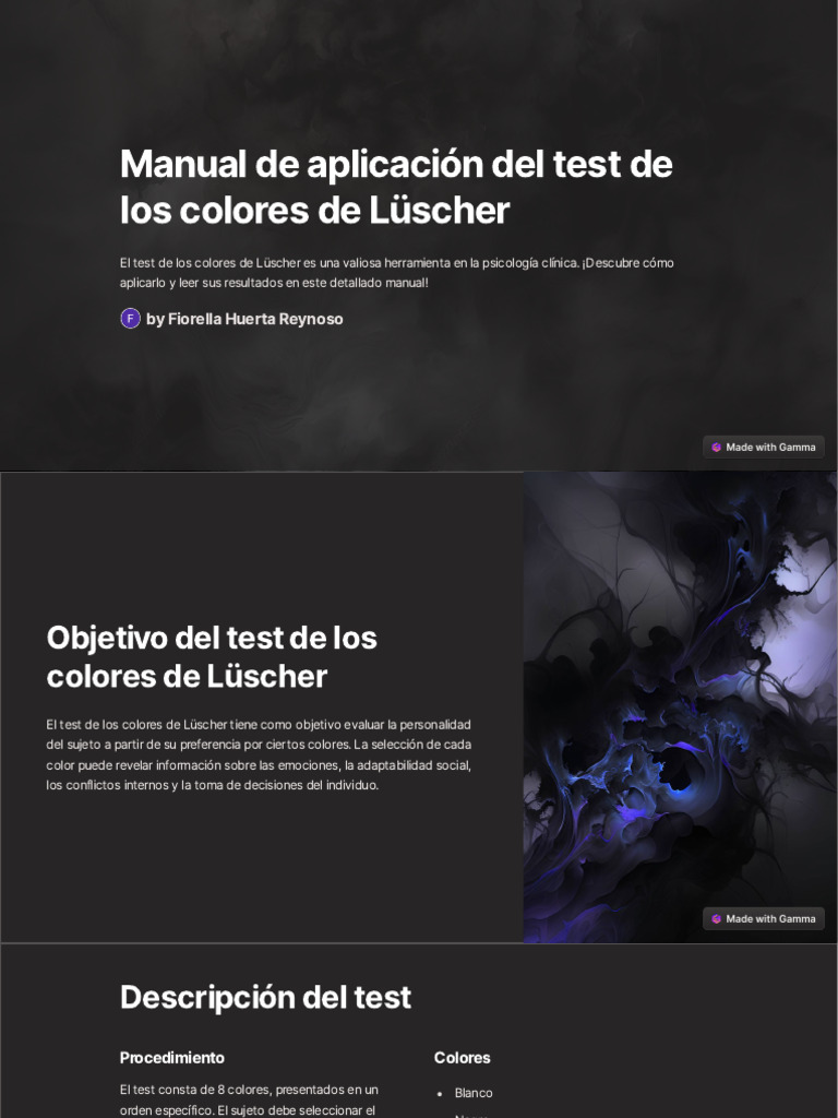 Manual de Aplicacion Del Test de Los Colores de Luscher | PDF | Las ...