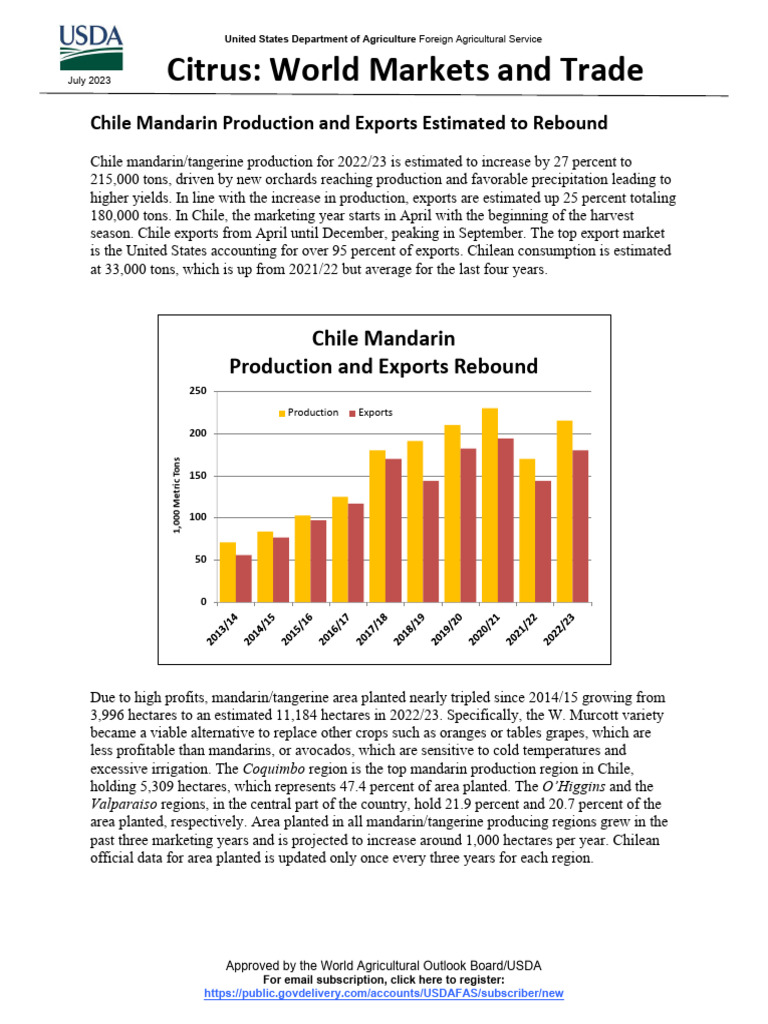 USDA Citrus World Markets and Trade. July 27, 2023 | PDF | Orange ...