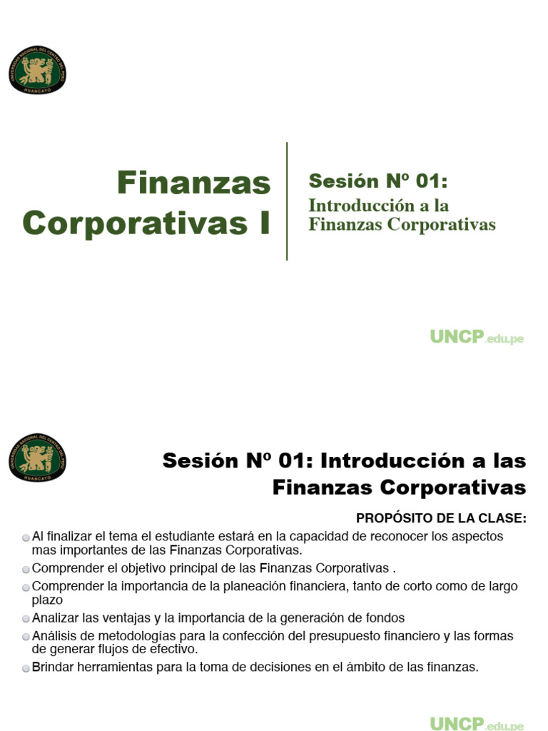 Sesión #01 Finanzas Corporativas | PDF | Ratio financiero | Flujo de caja descontado