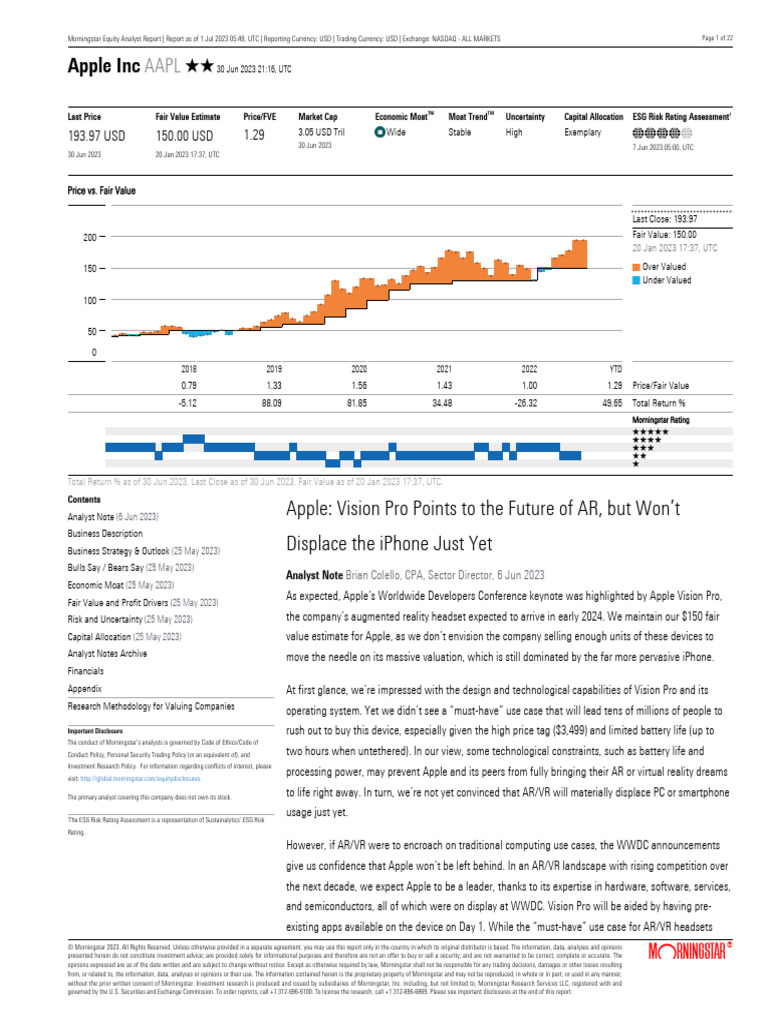 Morningstar Report-636d1777e26a17cb579912df | PDF | Ios | Apple Inc.