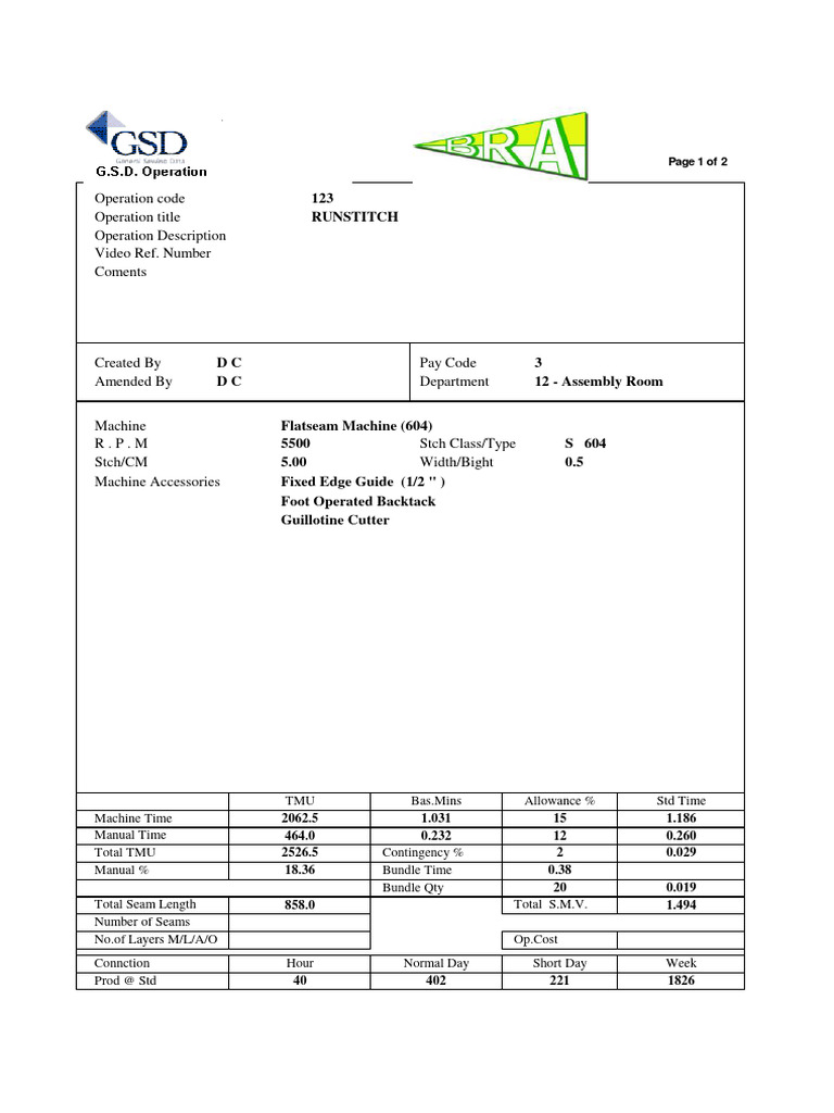 GSD Printing Operation RUNSTITCH Details | PDF | Manufactured Goods