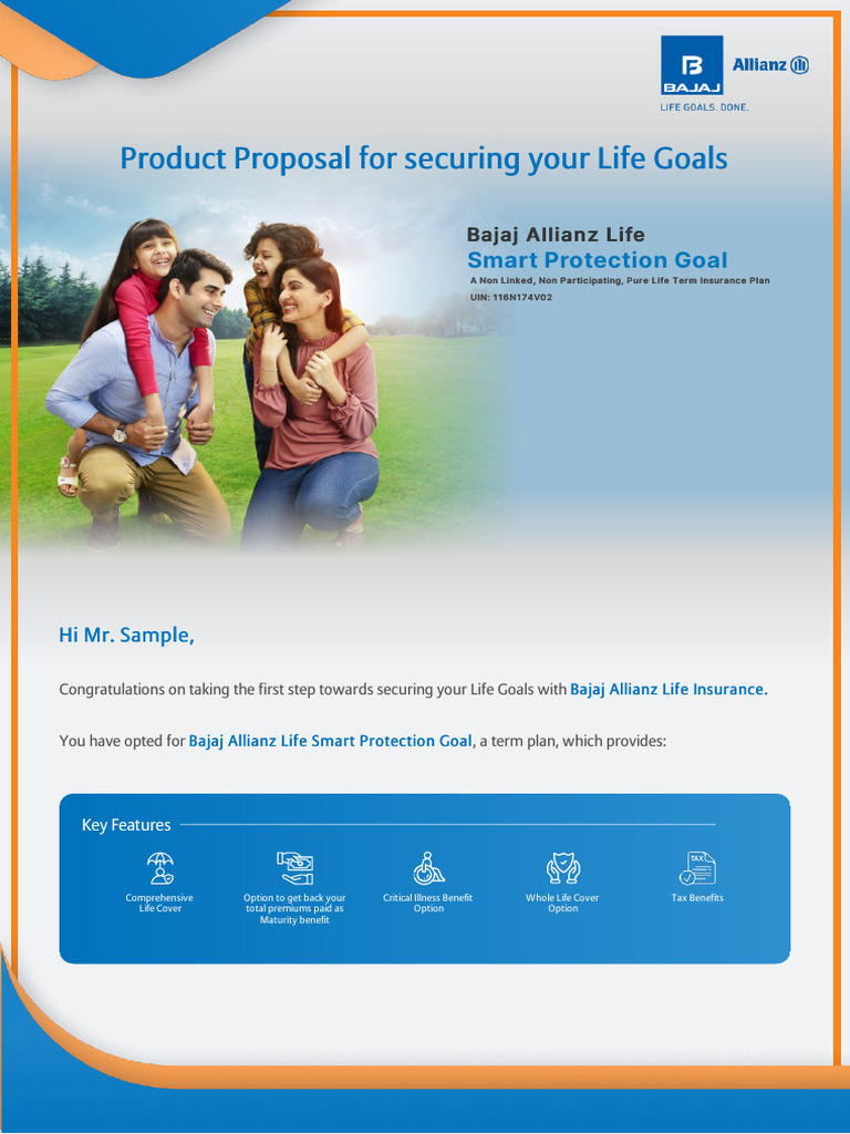Product Proposal For Securing Your Life Goals Product Proposal For ...