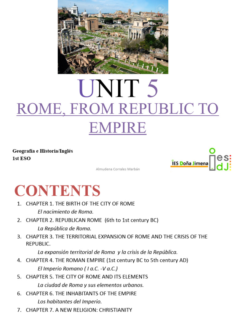 Unit 5. Rome, From Republic To Empire | PDF | Jesus | Roman Empire