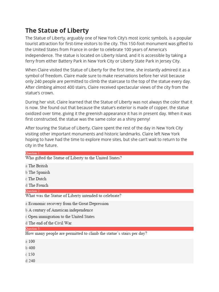 The Statue of Liberty | PDF